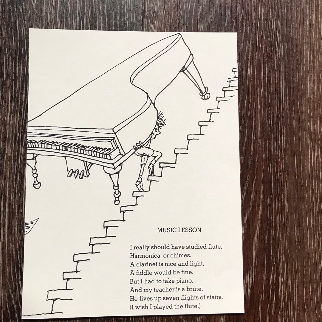 Vintage Pages Shel Silverstein Music Lesson Piano Poem and Illustration ...