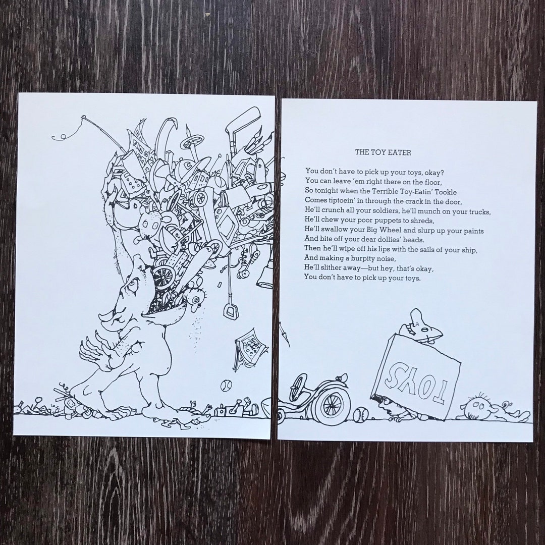Vintage Two Pages Shel Silverstein Toy Eater Poem and Illustration ...