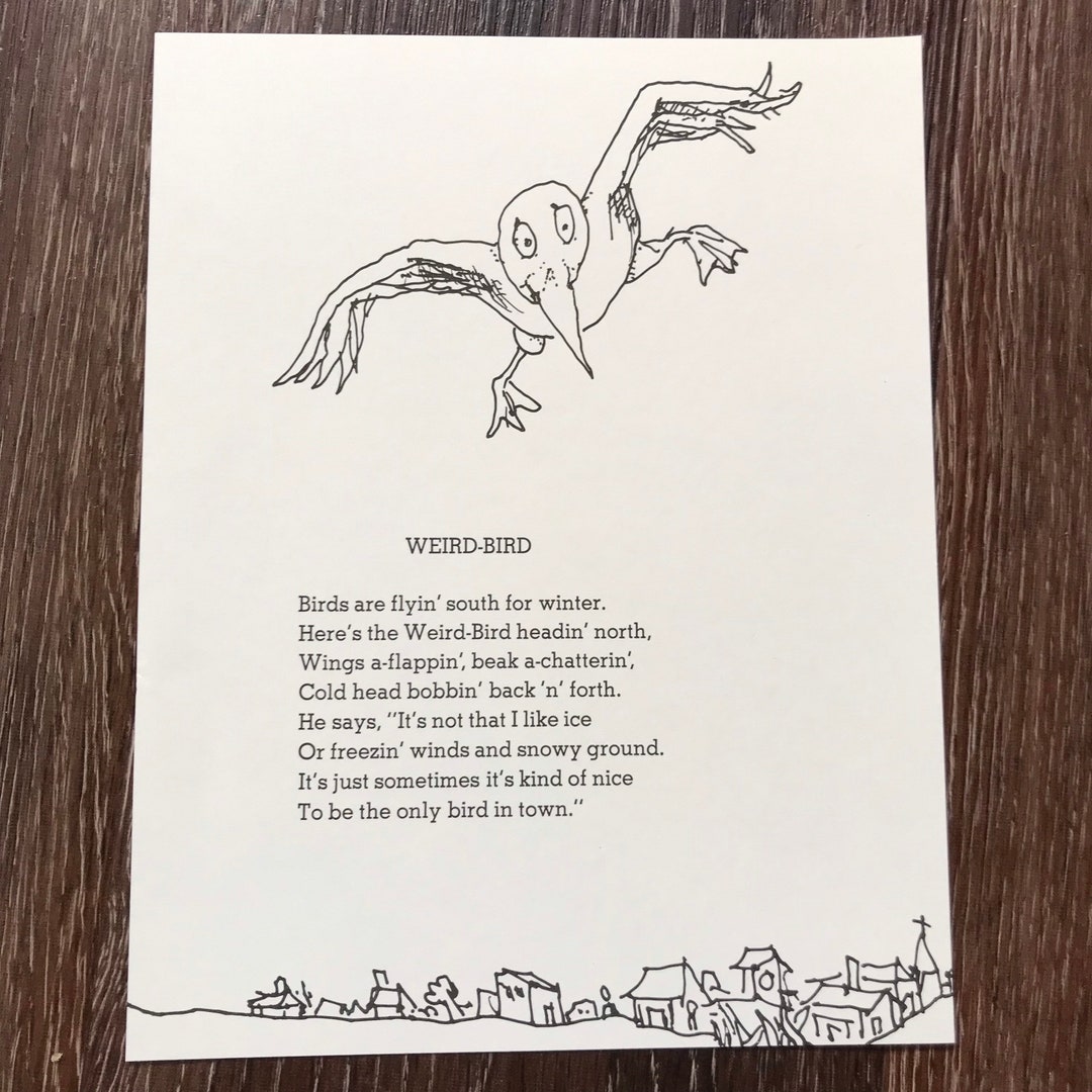 Vintage Pages Shel Silverstein Weird Bird Poem and Illustration ...