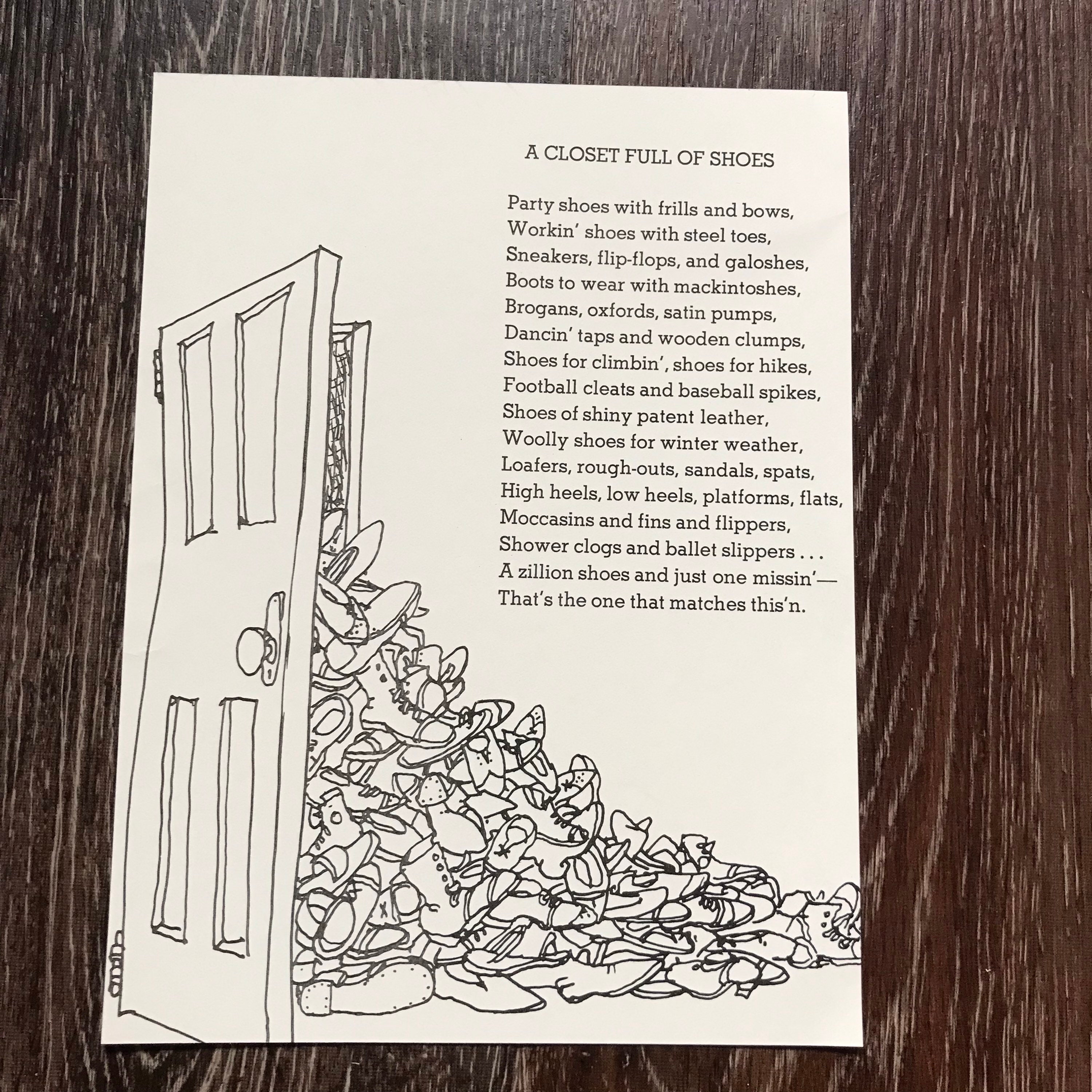 Vintage Pages Shel Silverstein Closet Full of Shoes Poem and ...