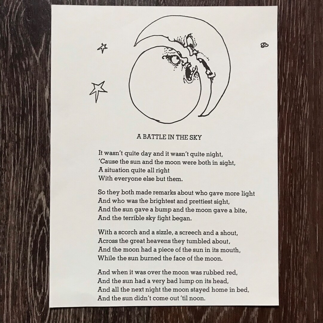 Vintage Pages Shel Silverstein A Battle in the Sky Poem and ...