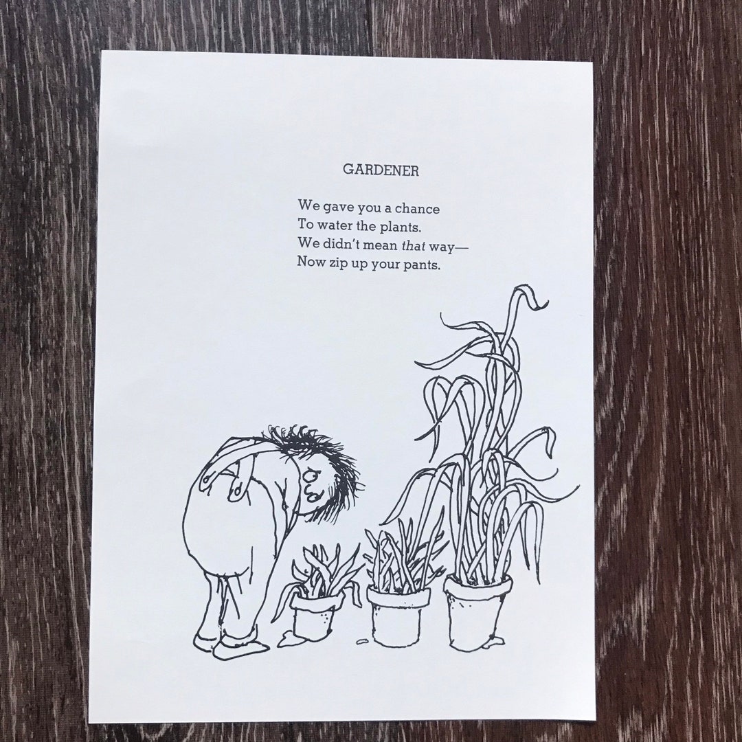Vintage Pages Shel Silverstein Gardener Poem and Illustration Falling ...