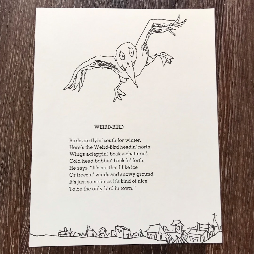 Vintage Pages Shel Silverstein Weird Bird Poem and Illustration ...