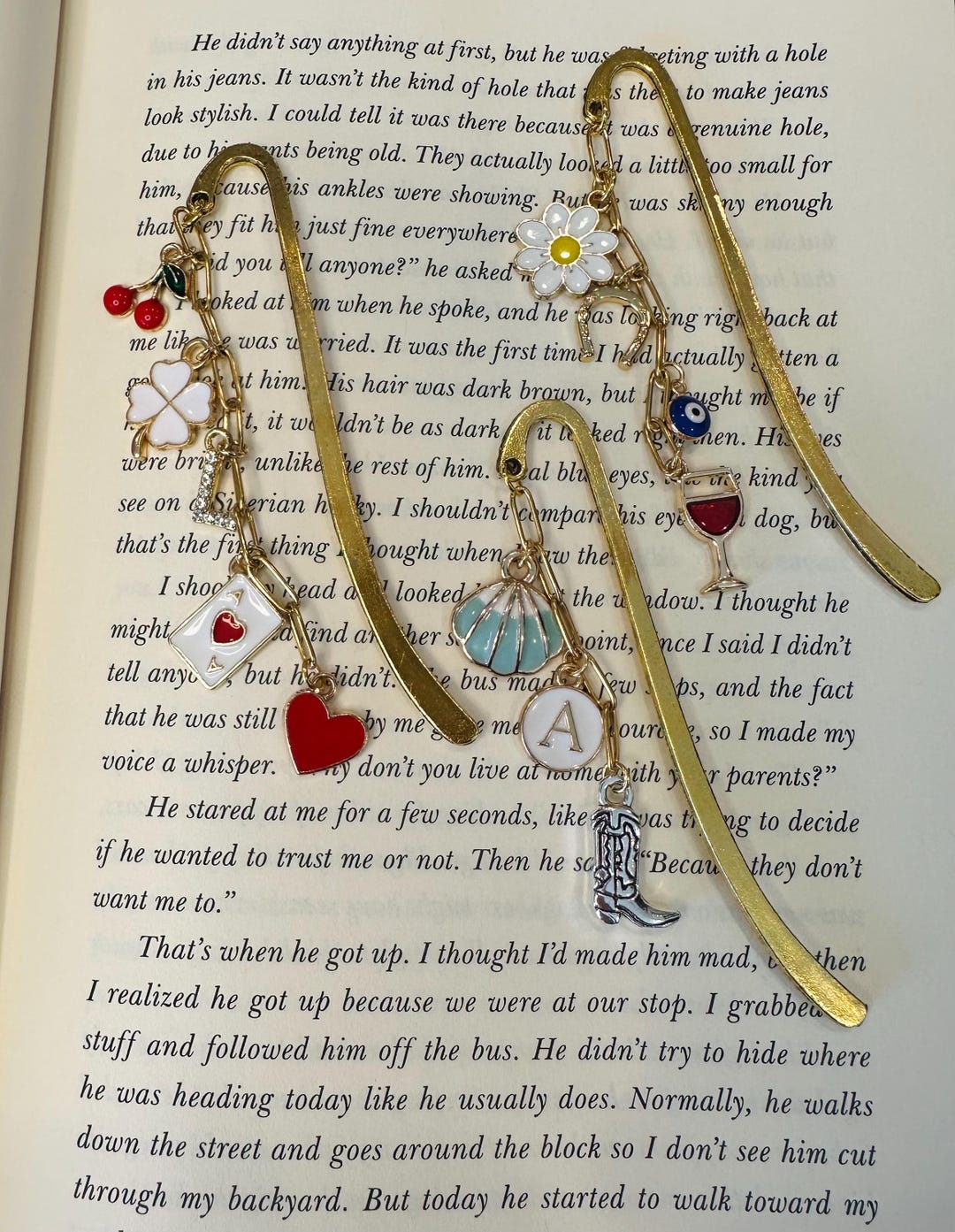Custom Charm Bookmark: Gold Bookmark Book Lover Gift Gold Hook Bookmark ...