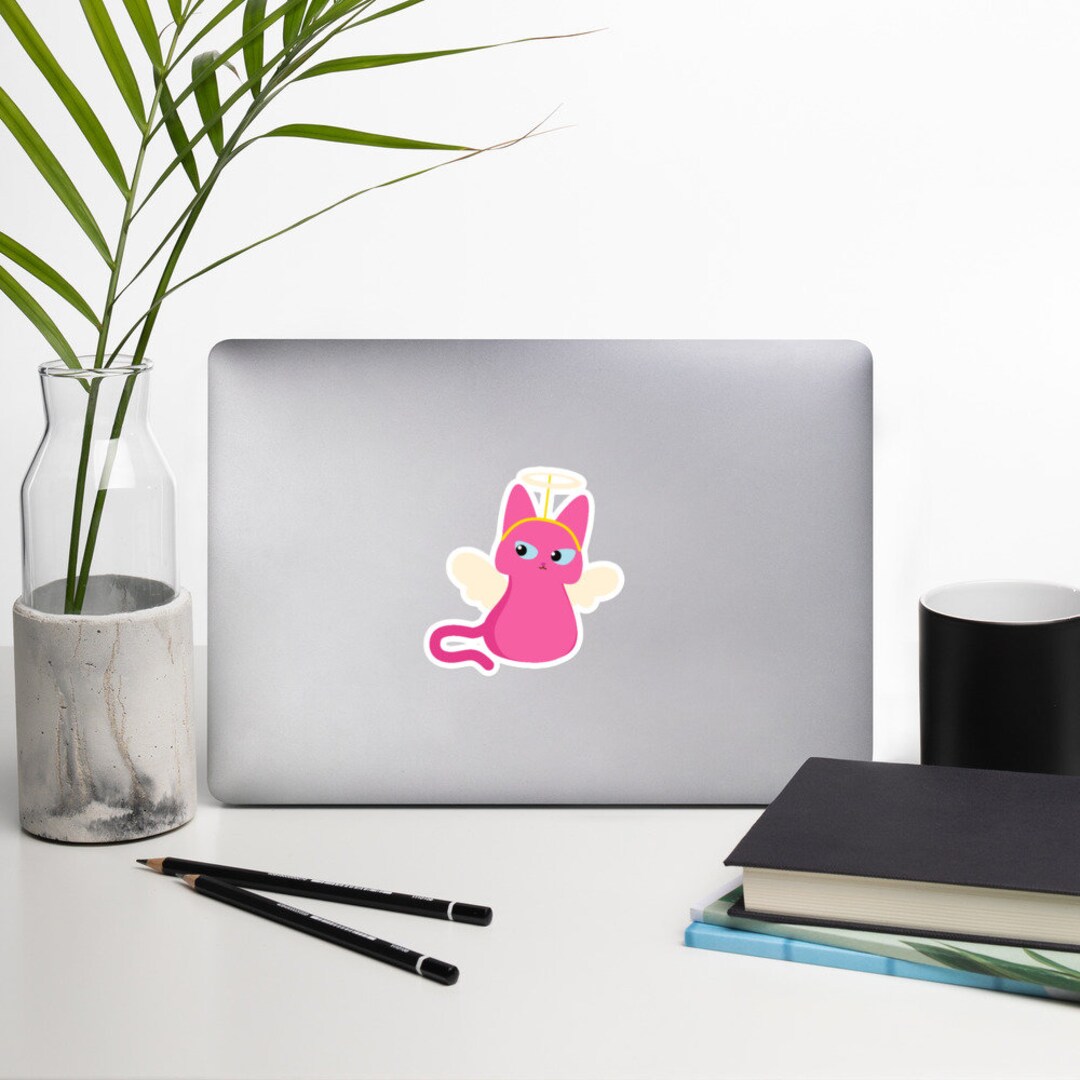 Angel Cat Sticker, Laptop Stickers, Hydro Flask Stickers, Bubble-free ...
