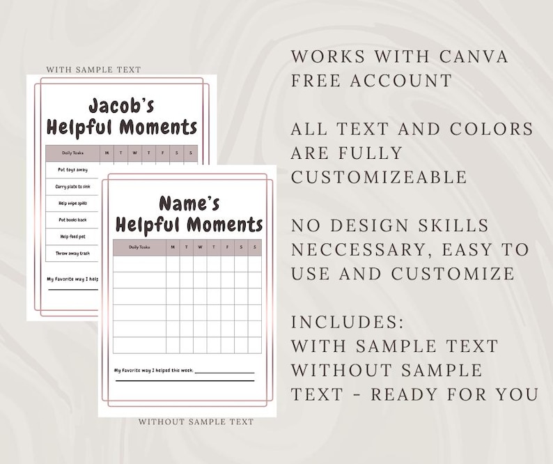 Editable Kids Chore Chart & Visual Schedule, Digital/print Canva ...