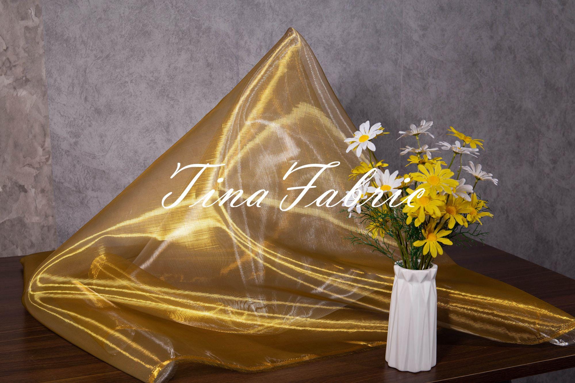 Gold Rigid Shaping Mesh Fabric, Polyester DIY Designer Fabric - by the ...