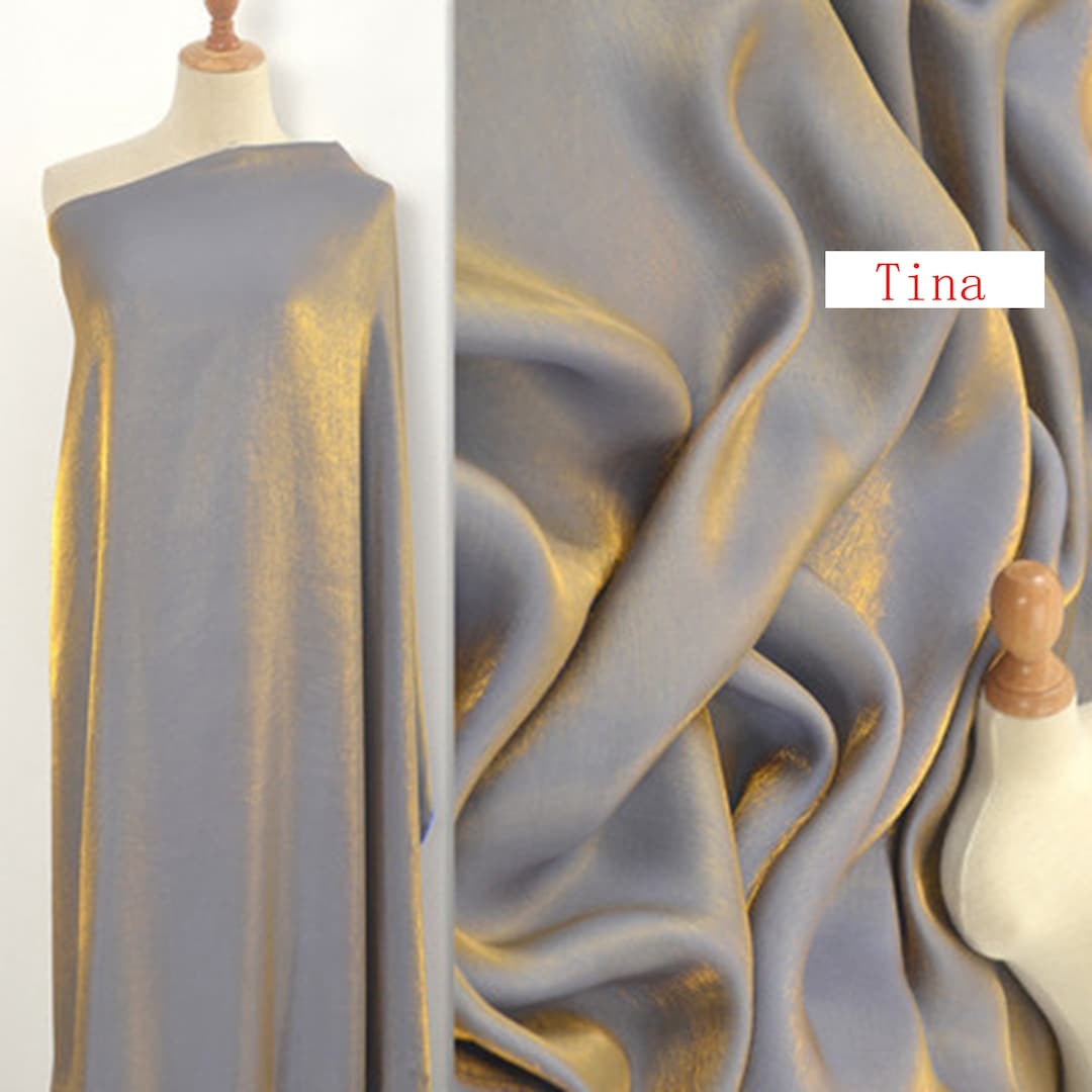 Gold Blue Color Crystal Silk Fabric Glazed Silk Luster - Etsy