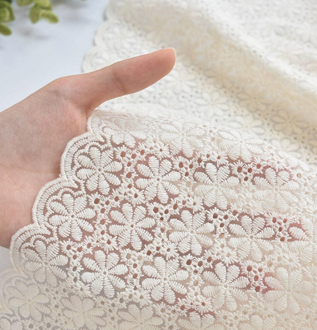 Lace Embroidered Mesh Fabric, Lace Fabric Dress Fabric, by the Half ...