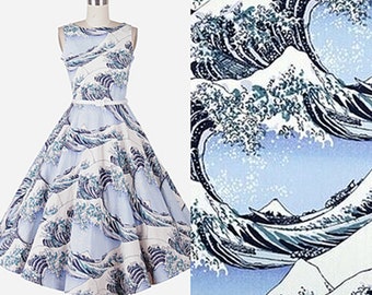 Ocean Waves Fabric Wild Ocean aqua by Nouveau Bohemian Nautical Aqua ...