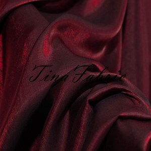 Wine Red Gradient Satin Silk Fabric: Dress, Cosplay, Stage - by the ...