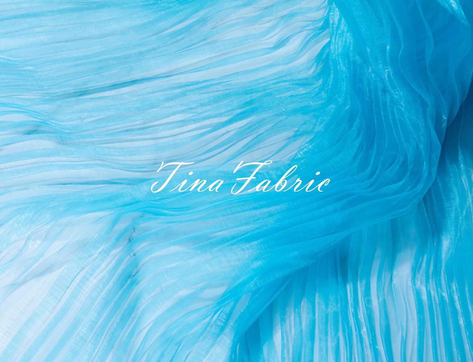 Lake Blue Pleated Organza Fabric - Designer Dress Fabric - by the Half ...