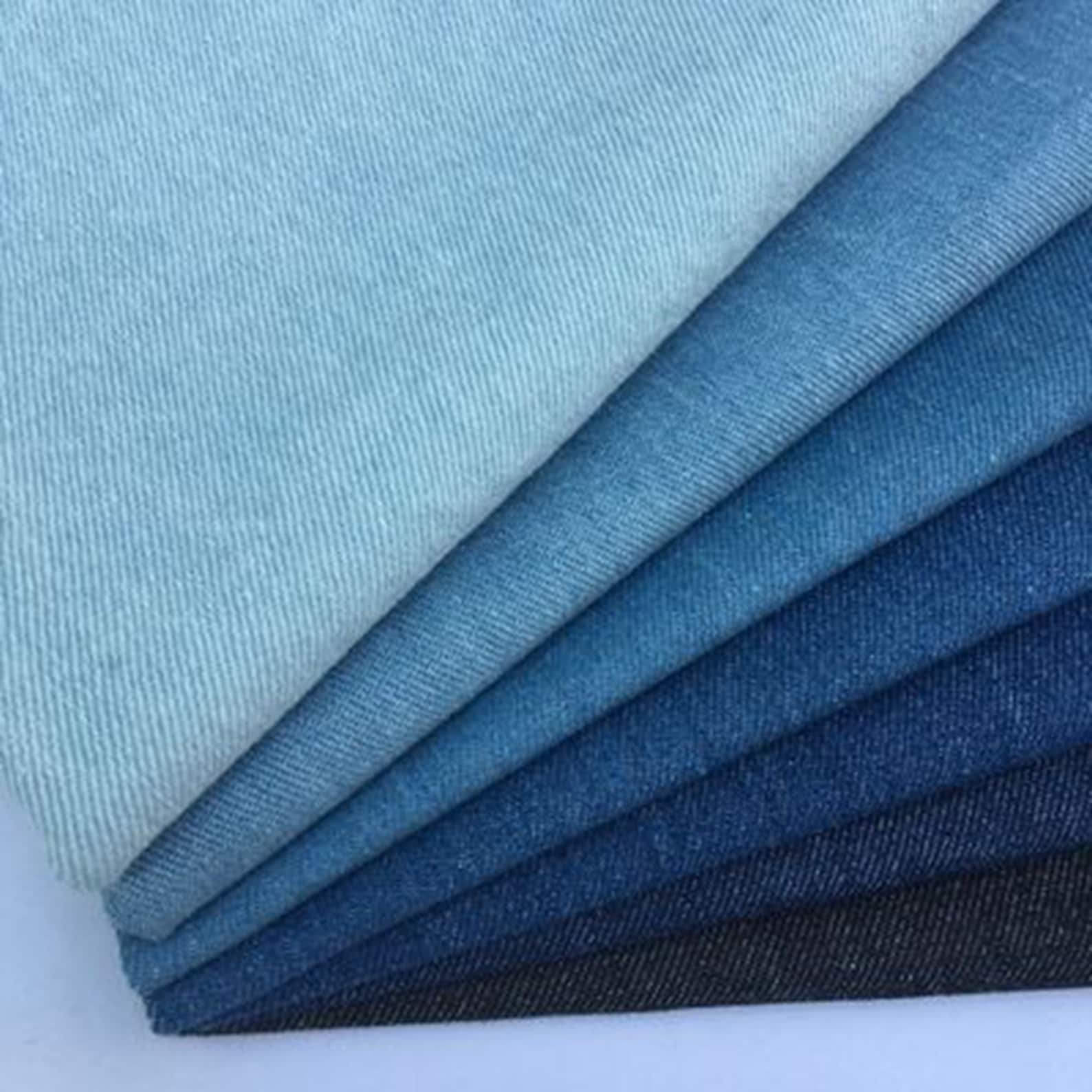 Heavy Blue Denim Fabric Washed Denim Fabric Cotton Denim - Etsy