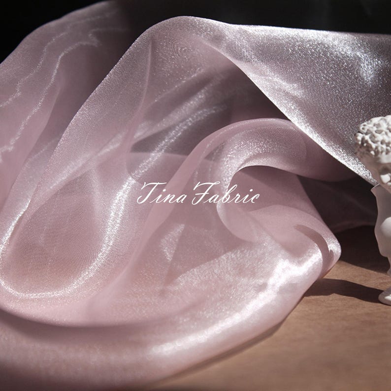 Light Pink Crystal Mesh Pearlescent See-through Water Light Mesh Fabric ...