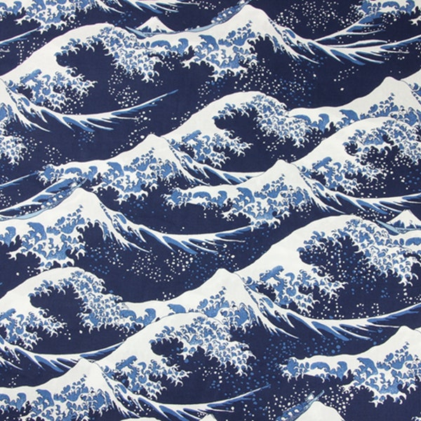 Japanese Wave Fabric - Etsy