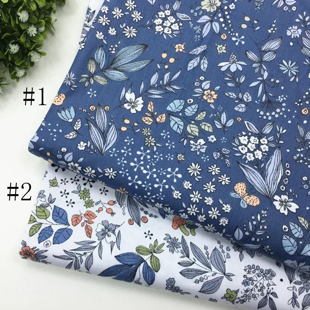 Cotton Print Fabric, Small Floral Leaves Printed Fabric, Twill Fabric ...