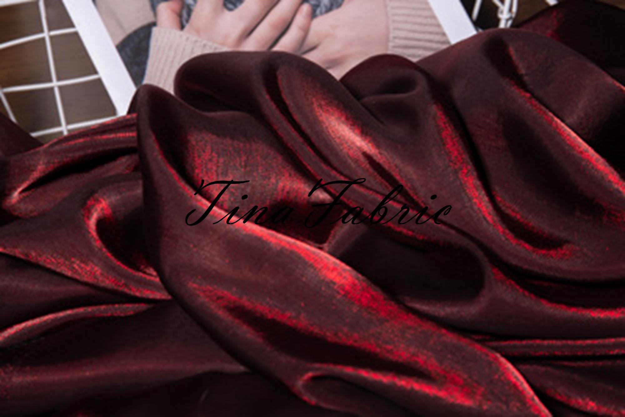 Wine Red Gradient Satin Silk Fabric: Dress, Cosplay, Stage - by the ...