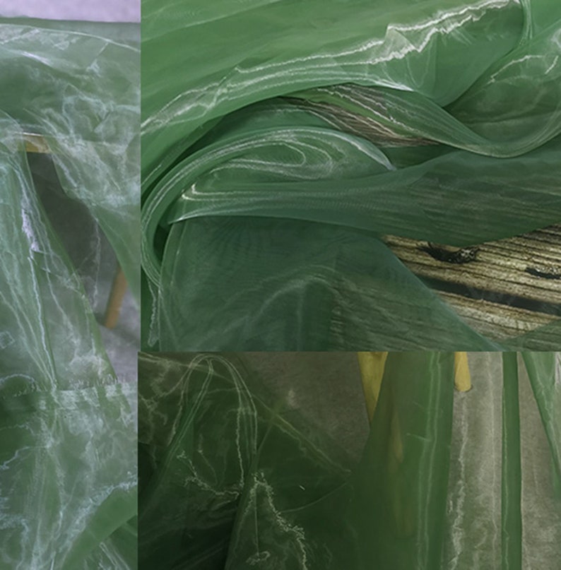 Grass-green Organza Fabric Translucent Mesh Fabric Wedding - Etsy