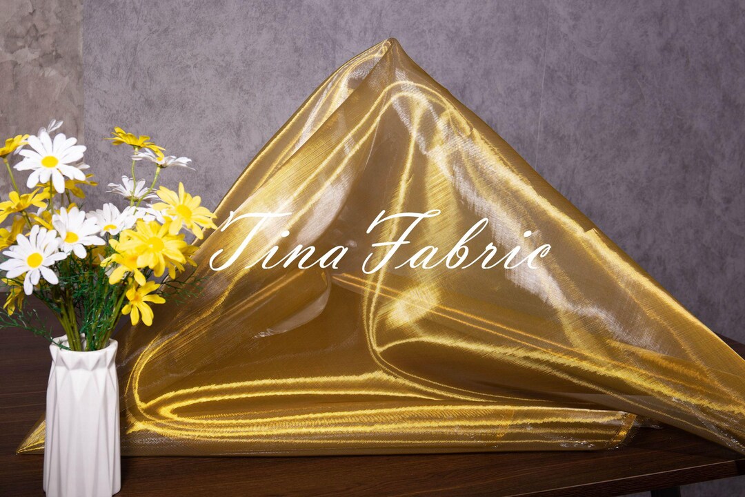 Gold Rigid Shaping Mesh Fabric, Polyester DIY Designer Fabric - by the ...