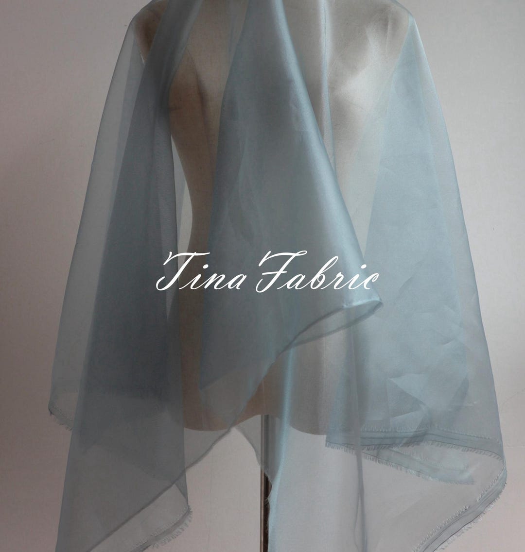 Haze Blue Crystal Mesh Fabric Shiny Transparent Background Organza ...