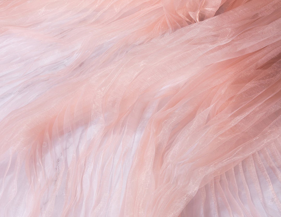 Pink Organza Fabric Pleated Accordion Pleated Organza Dress Fabric ...