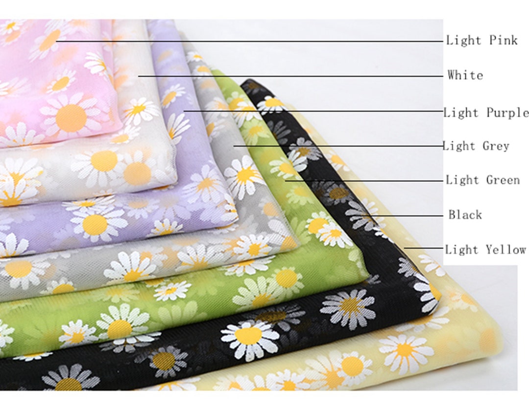 Daisy Lace Fabric Daisy Print Tulle Mesh Lace Fabric Daisy Floral Lace ...