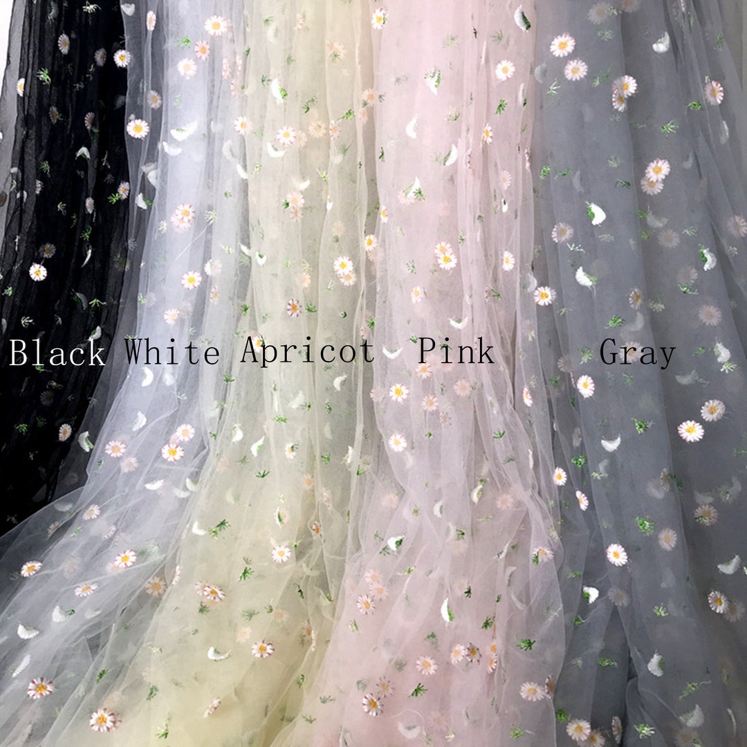Small Daisy Mesh Fabric Flowers Embroidered Netting Cloth for Clothing ...