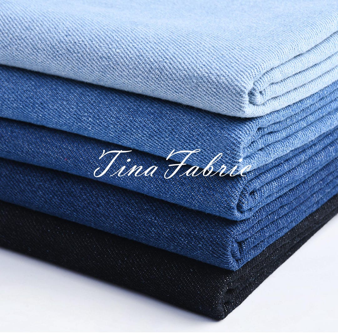 Blue Washed Denim Fabric: 100% Cotton Jean Material - by the Half Yard ...