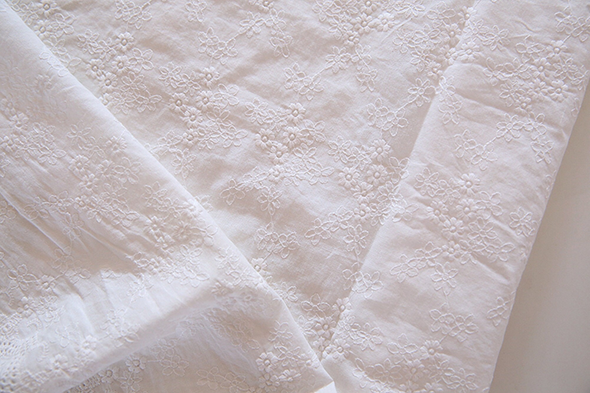 White Embroidered Fabric Lace Fabric Dress Fabric White - Etsy