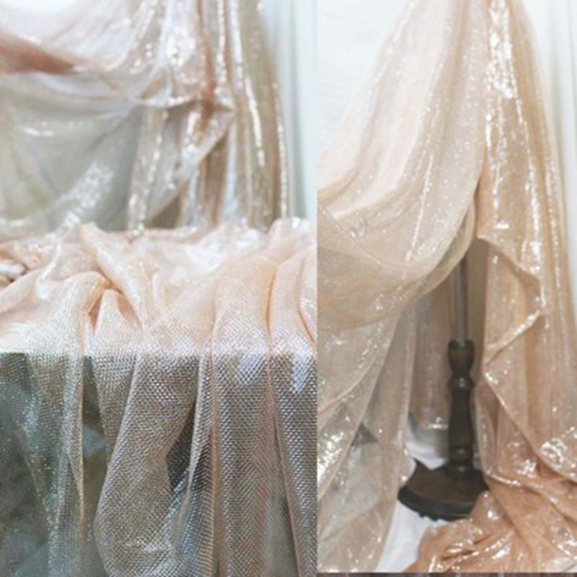 Rose Gold Hollow Mesh Fabric See-through Fabric Bright - Etsy