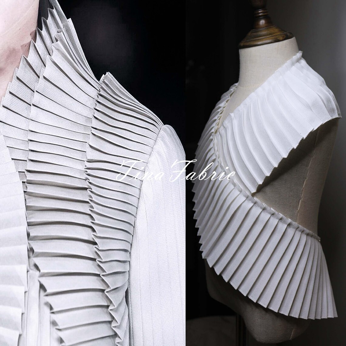 Pleated Organza Lace Fabric: Wavy Texture, Designer Accessories - Etsy