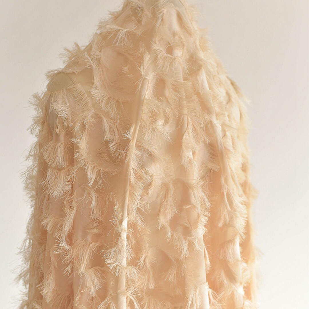 Selling Feather Fabric Black White Feather Tassels Jacquard Fabric for ...