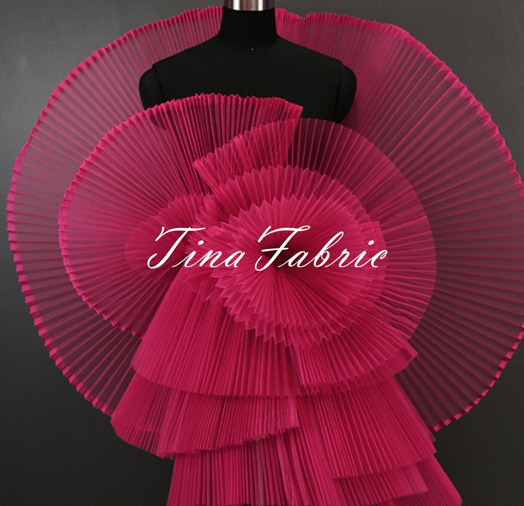 Rose Red Accordion Pleated Rigid Mesh: Designer Dress Fabric - Etsy