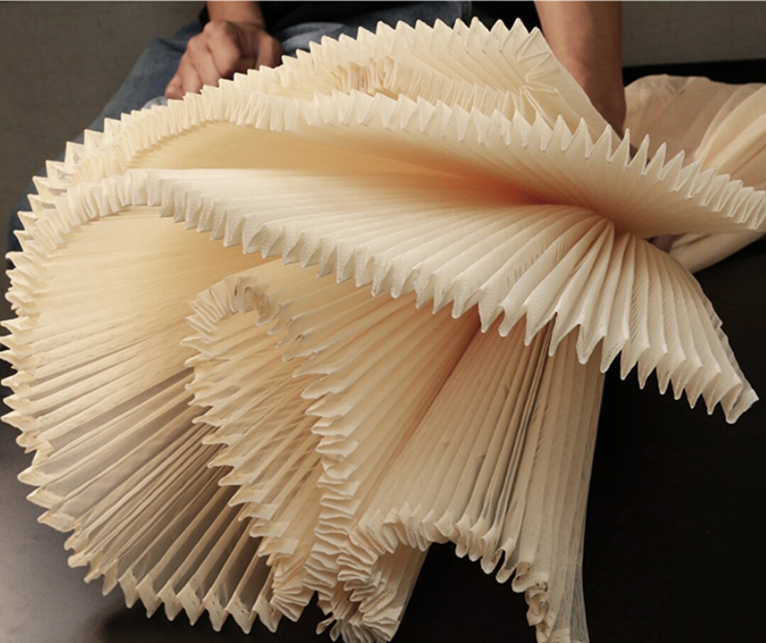 Light Yellow Accordion Pleated Rigid Mesh Pleated Accordion Mesh Dress ...