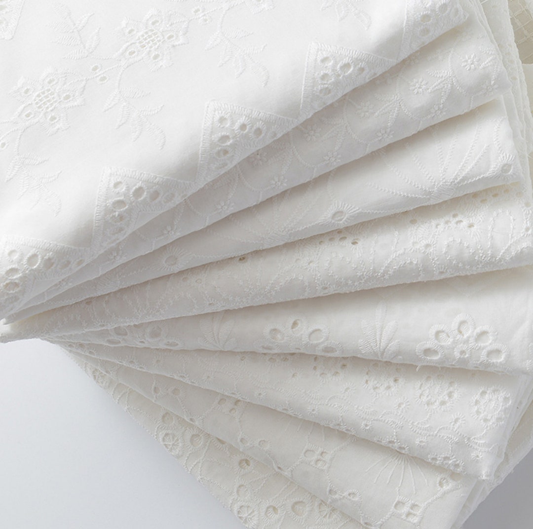 100% Cotton Embroidery Eyelet Fabric Soft Comfortable Cotton Cloth Sold ...