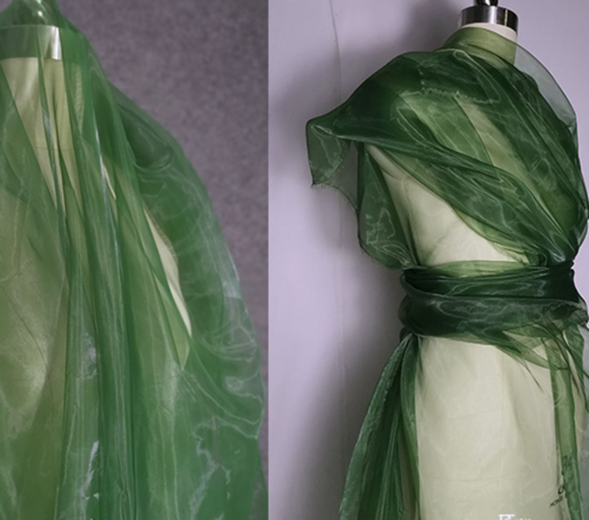 Grass-green Organza Fabric Translucent Mesh Fabric Wedding - Etsy