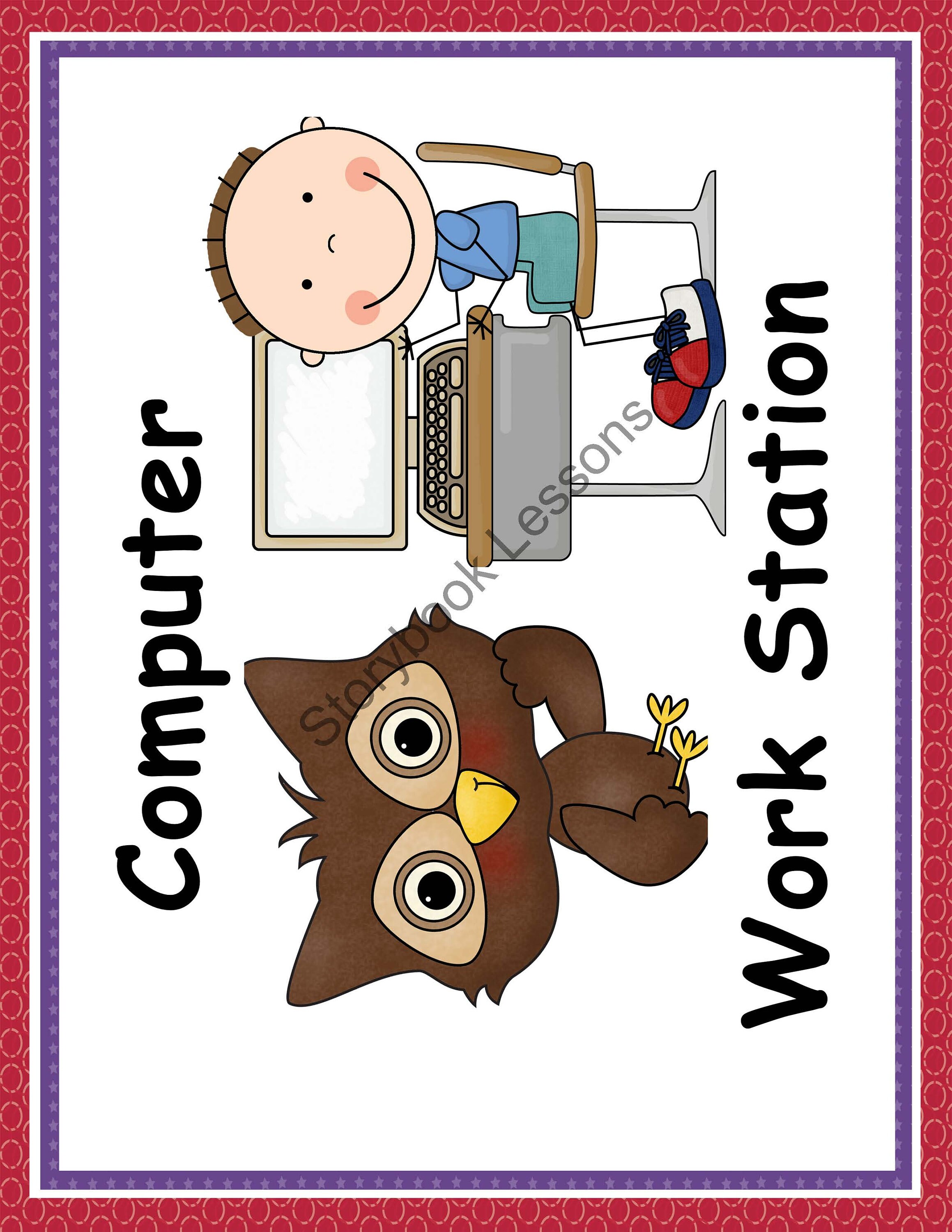 Owl-themed Work Station Labels. Signs. Literacy Centers. Reading ...