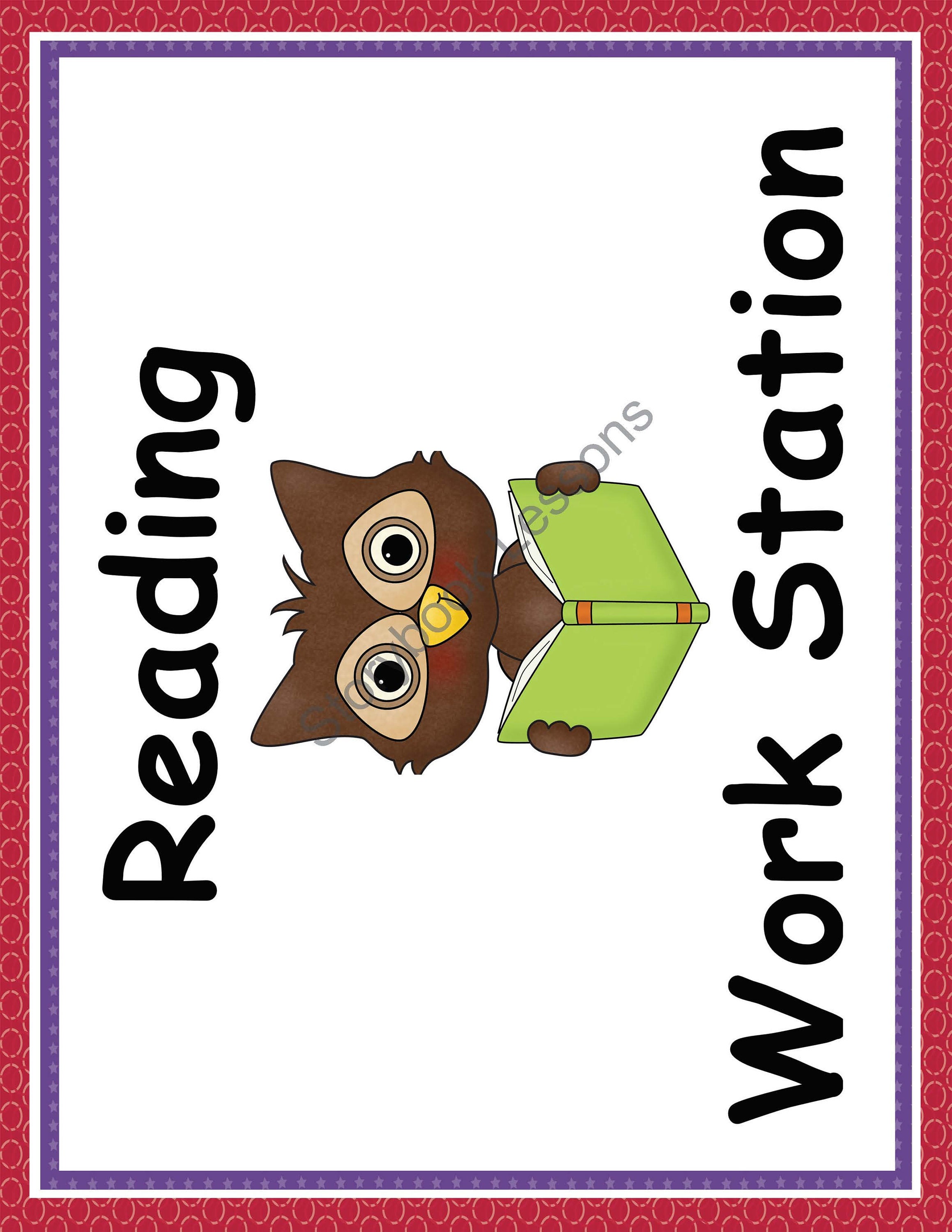 Owl-themed Work Station Labels. Signs. Literacy Centers. Reading ...
