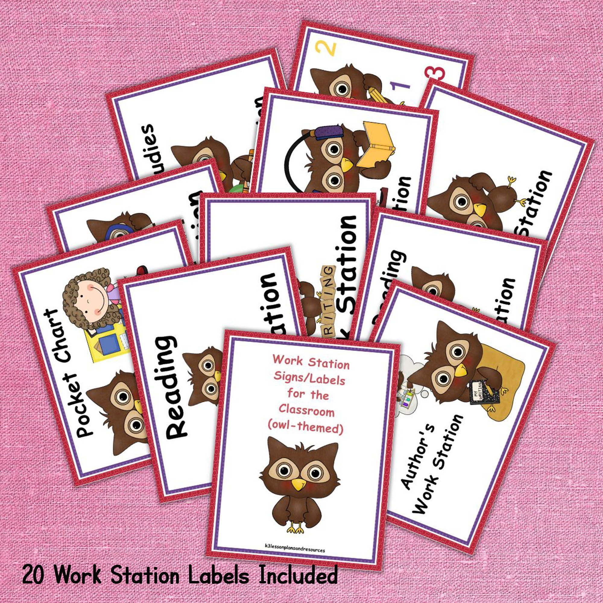 Owl-themed Work Station Labels. Signs. Literacy Centers. Reading ...
