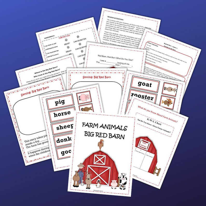 Big Red Barn. Farm Animals. Kindergarten. First Grade. Printable ...
