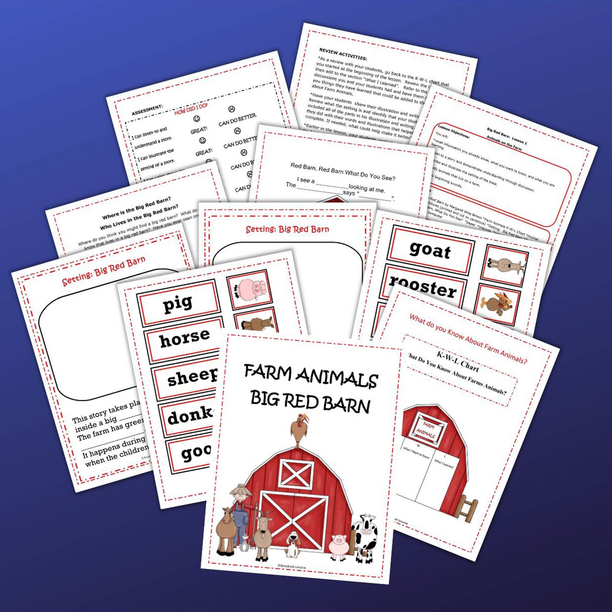 Big Red Barn. Farm Animals. Kindergarten. First Grade. Printable ...