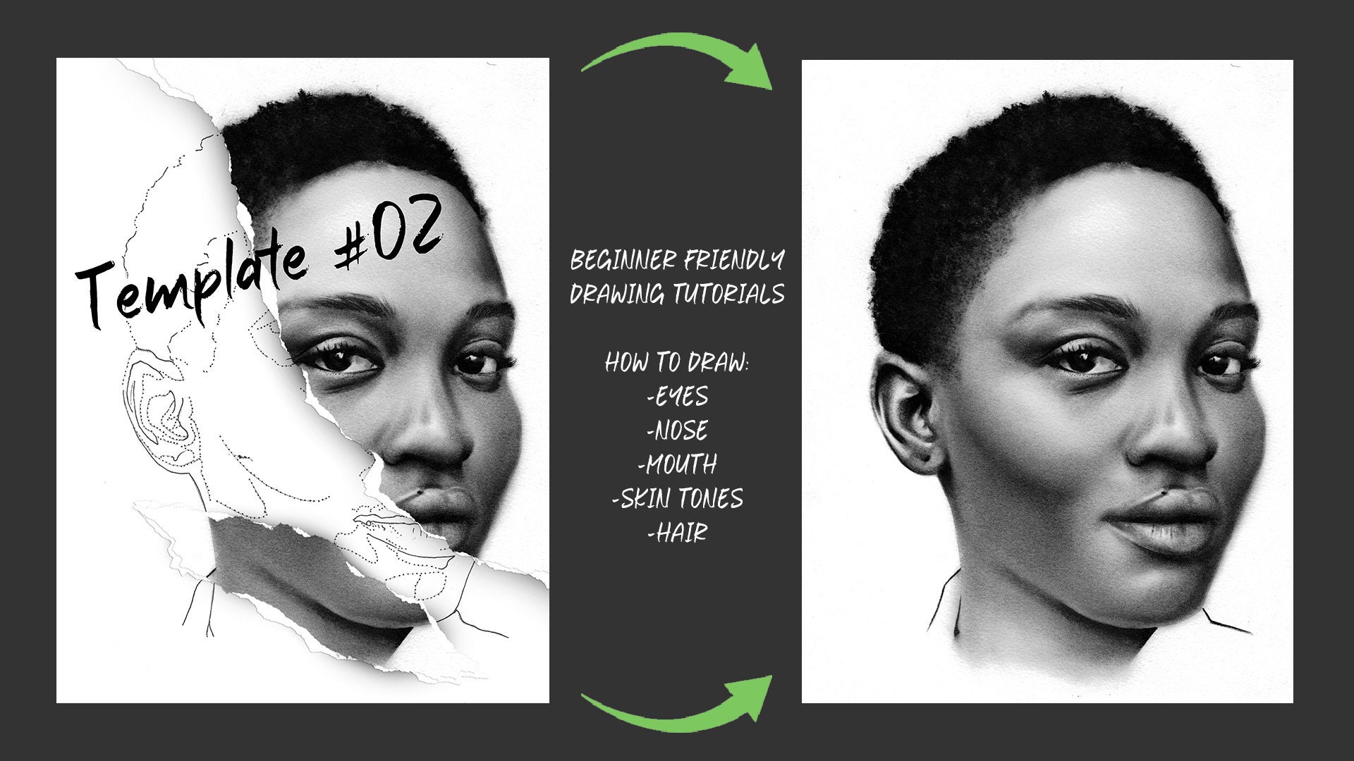 How to Draw A Realistic Face (step by Step) Template #02 - Etsy