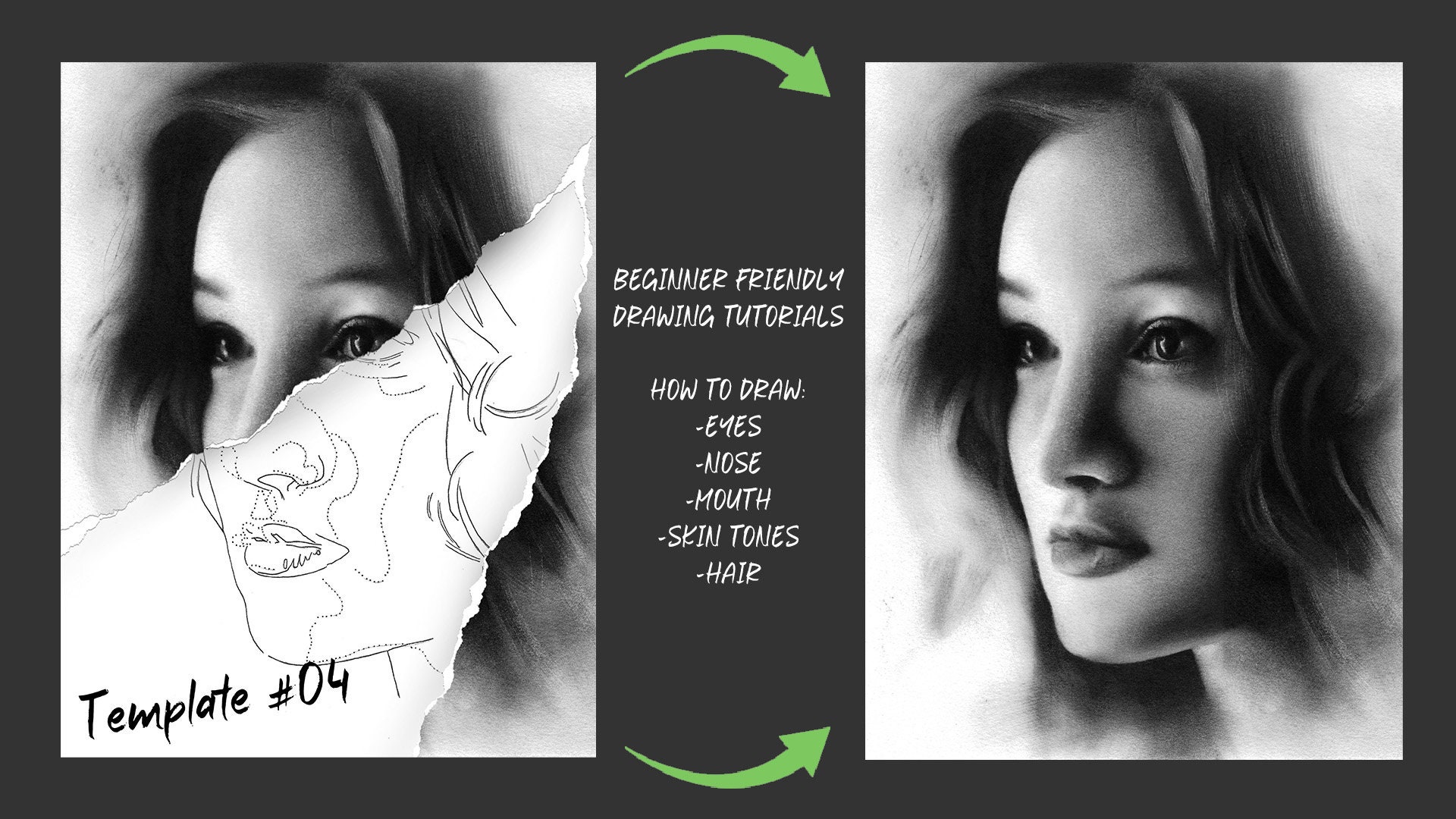 How to Draw A Realistic Face (step by Step) Template #04 - Etsy