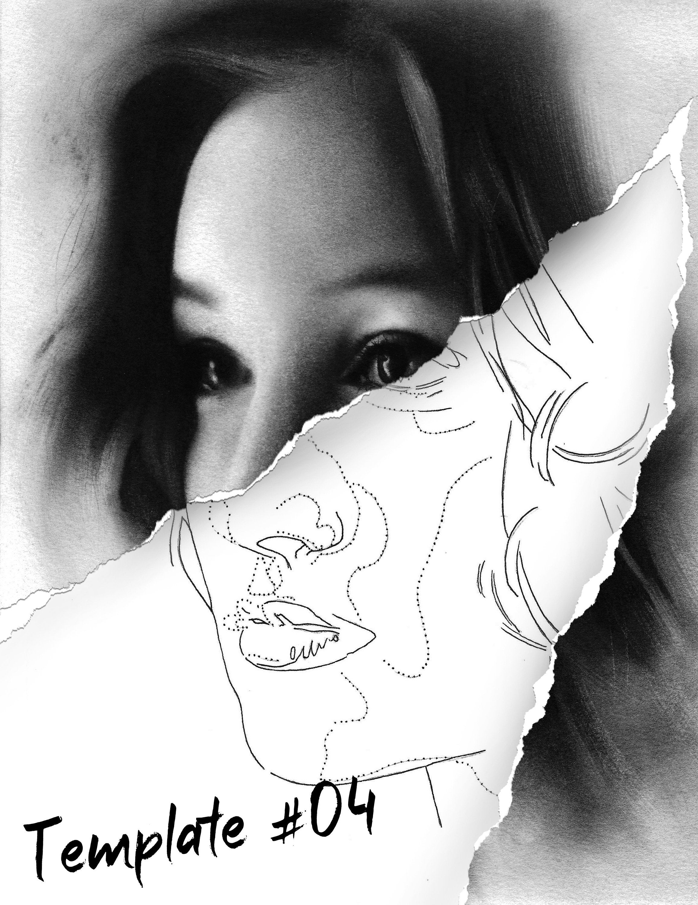 How to Draw A Realistic Face (step by Step) Template #04 - Etsy