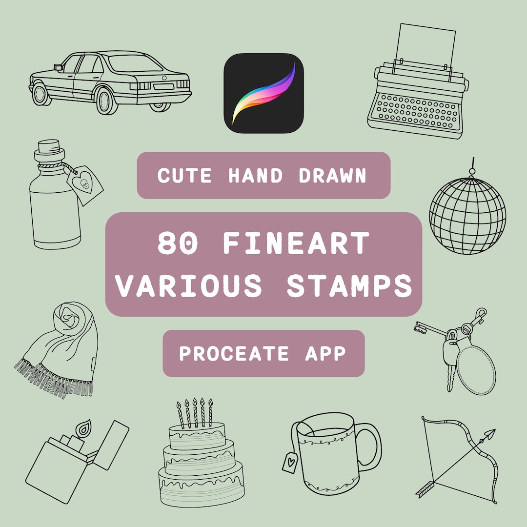 80 Various Procreate Stamp Brushes, Procreate Stamps, Procreate Brushes ...