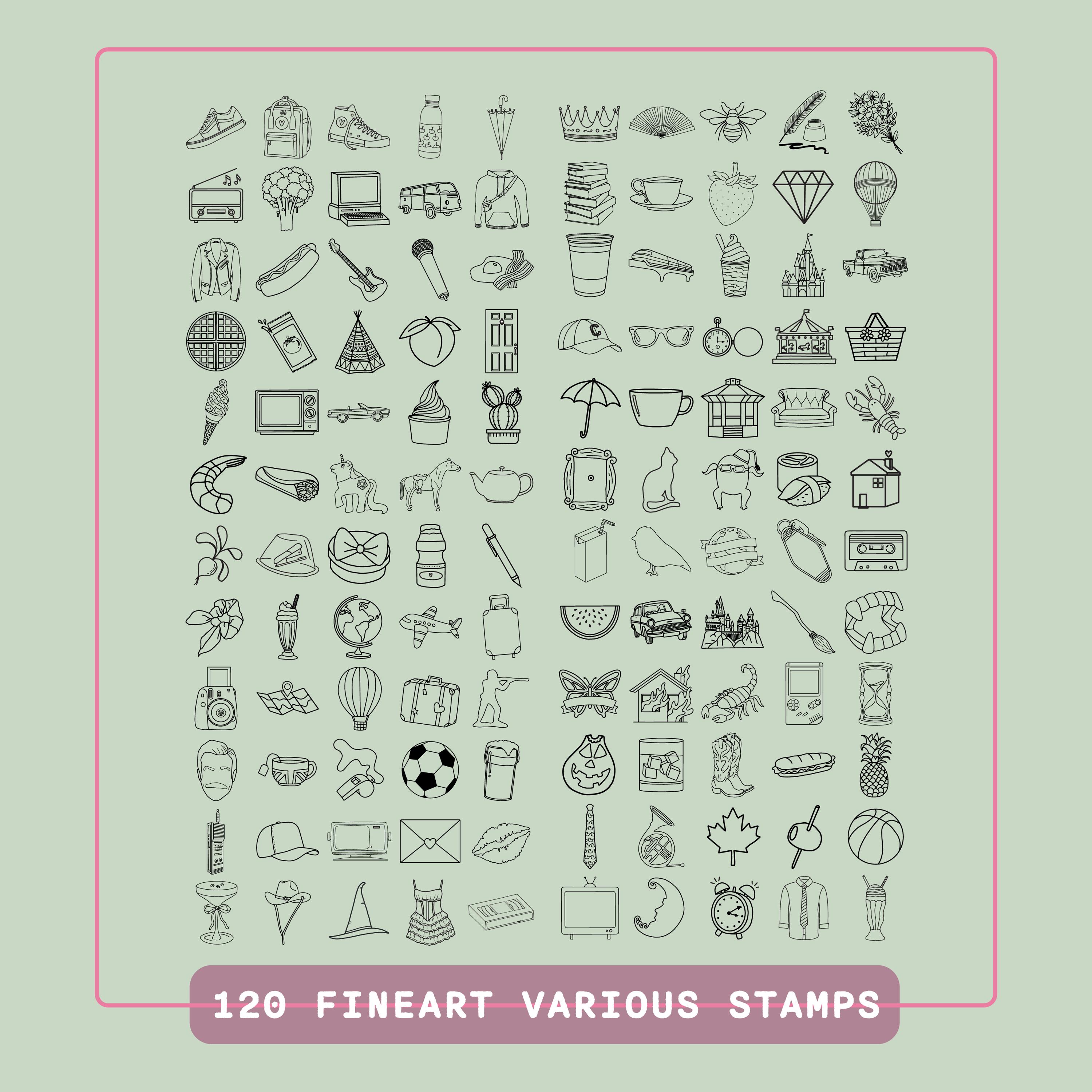 120 Various Procreate Stamp Brushes, Procreate Stamps, Procreate ...