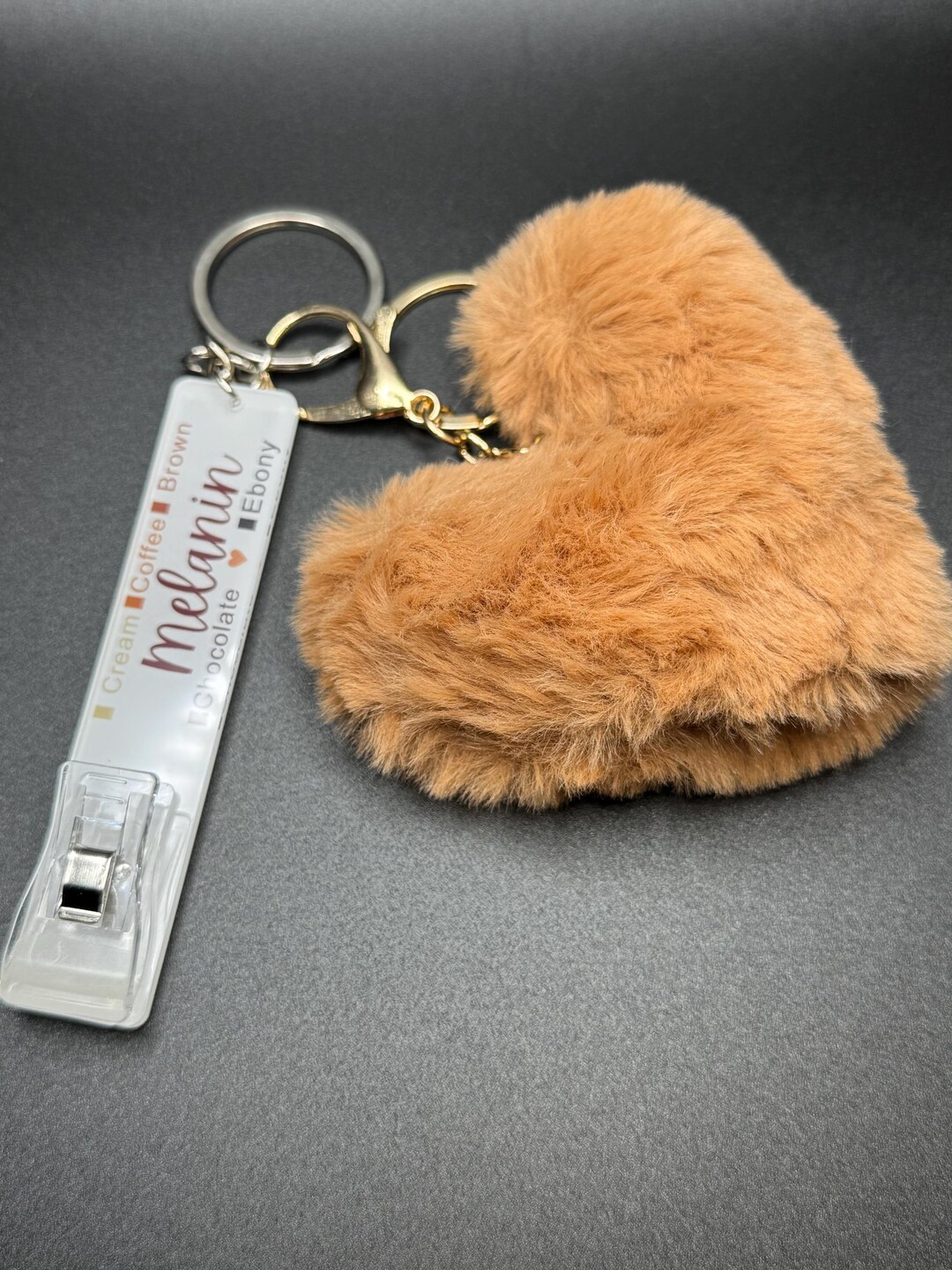 Melanin Debit Card Grabber W/heart Puff Ball Keychain - Etsy