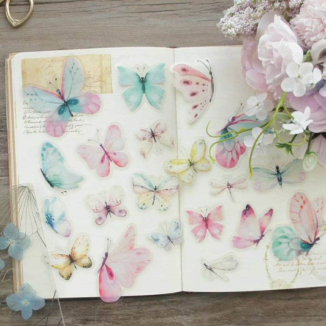 40pcs Light Blue Butterfly Stickers Pack Nature Animals - Etsy UK