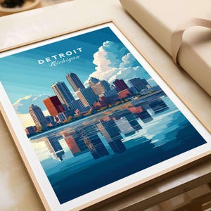 Detroit Wall Art Detroit Skyline Print Home Decor Office Art Michigan ...