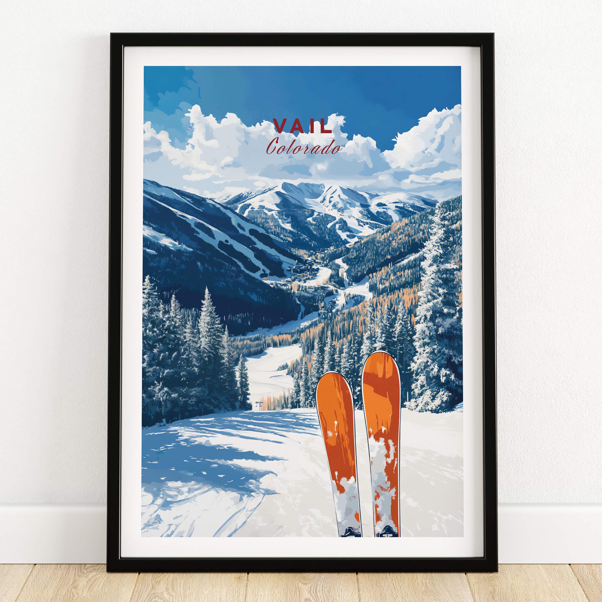 Vail Travel Poster - Colorado Vail Ski Resort Travel Print Wall Art ...